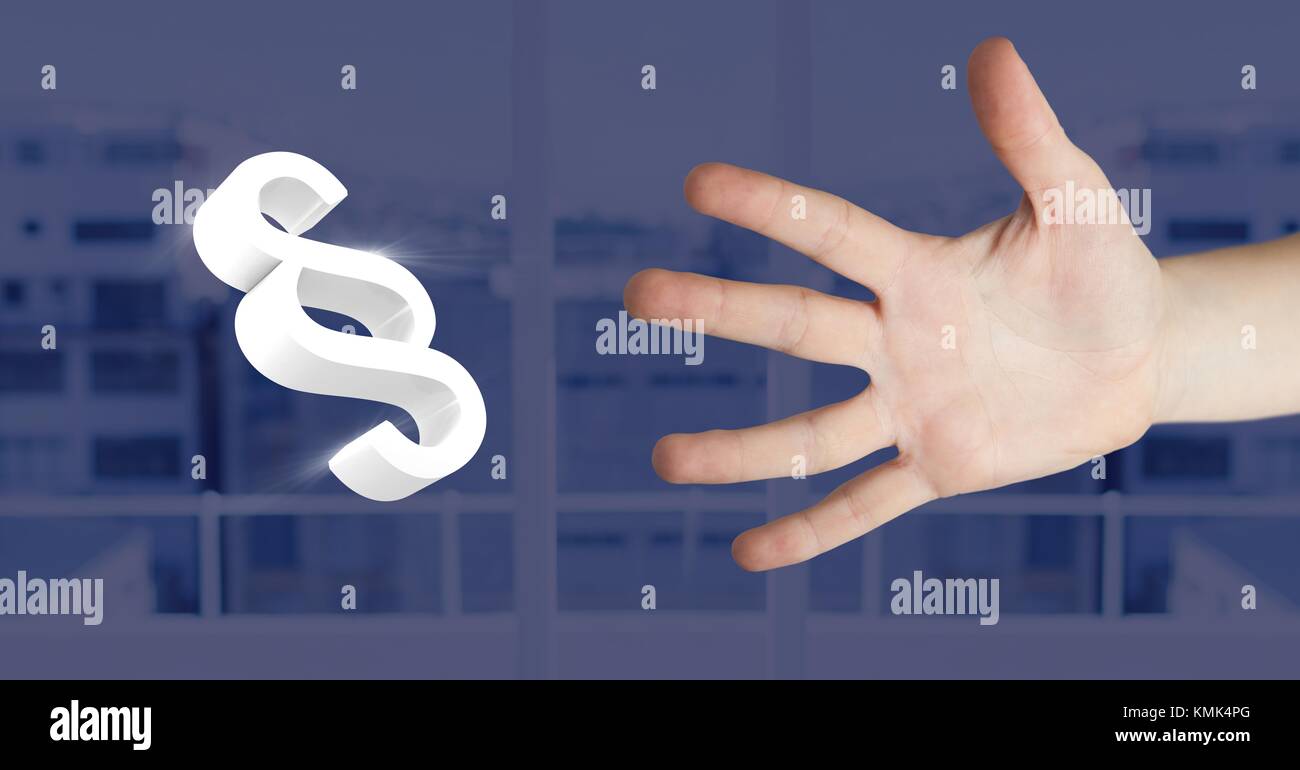 Digital composite of Hand open with section symbol icons Stock Photo ...