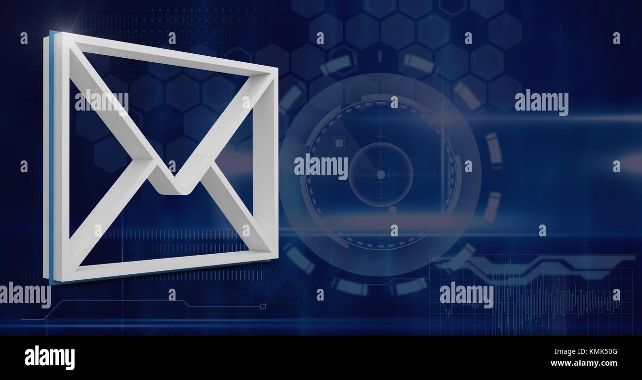 Digital composite of 3D email message icon with blue background Stock ...