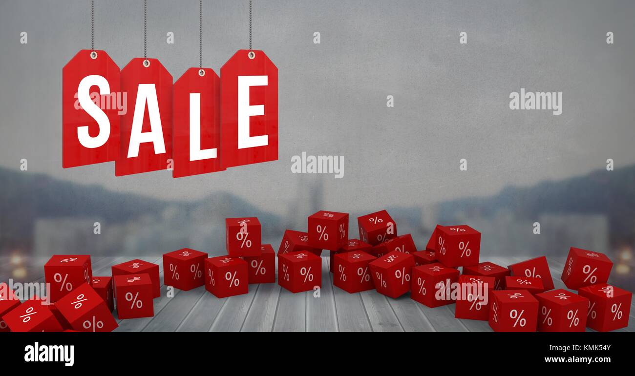 Digital composite of Sale tag with percent symbol icons Stock Photo - Alamy