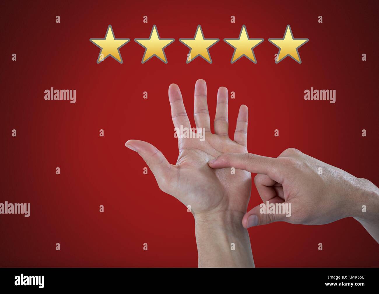 Digital composite of Hand counting five star rating review Stock Photo ...