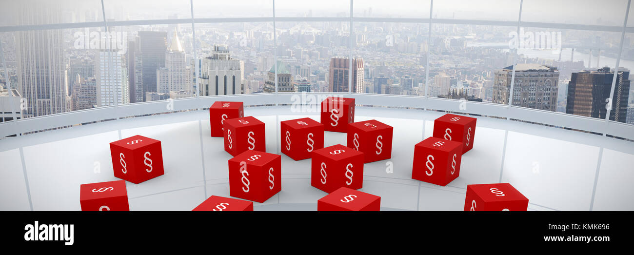 Vector icon of section symbol against modern room overlooking city ...