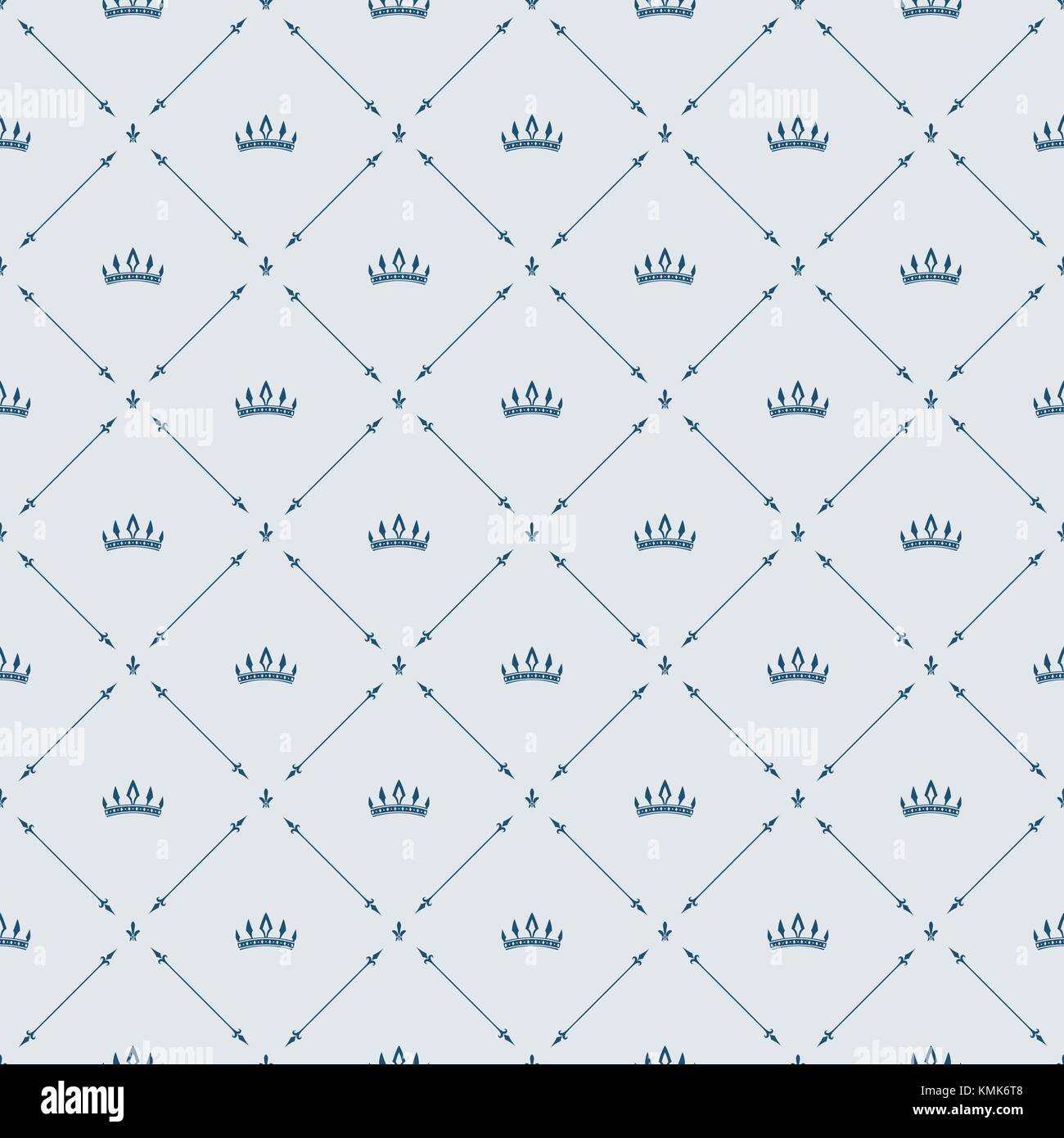 Royal wallpaper seamless pattern with crown and decorative elements ...