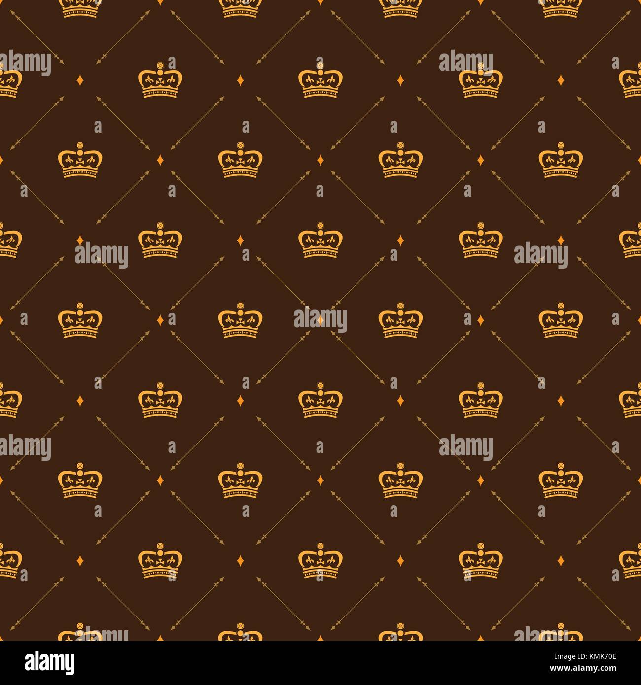 Royal wallpaper seamless pattern with crown and decorative elements ...