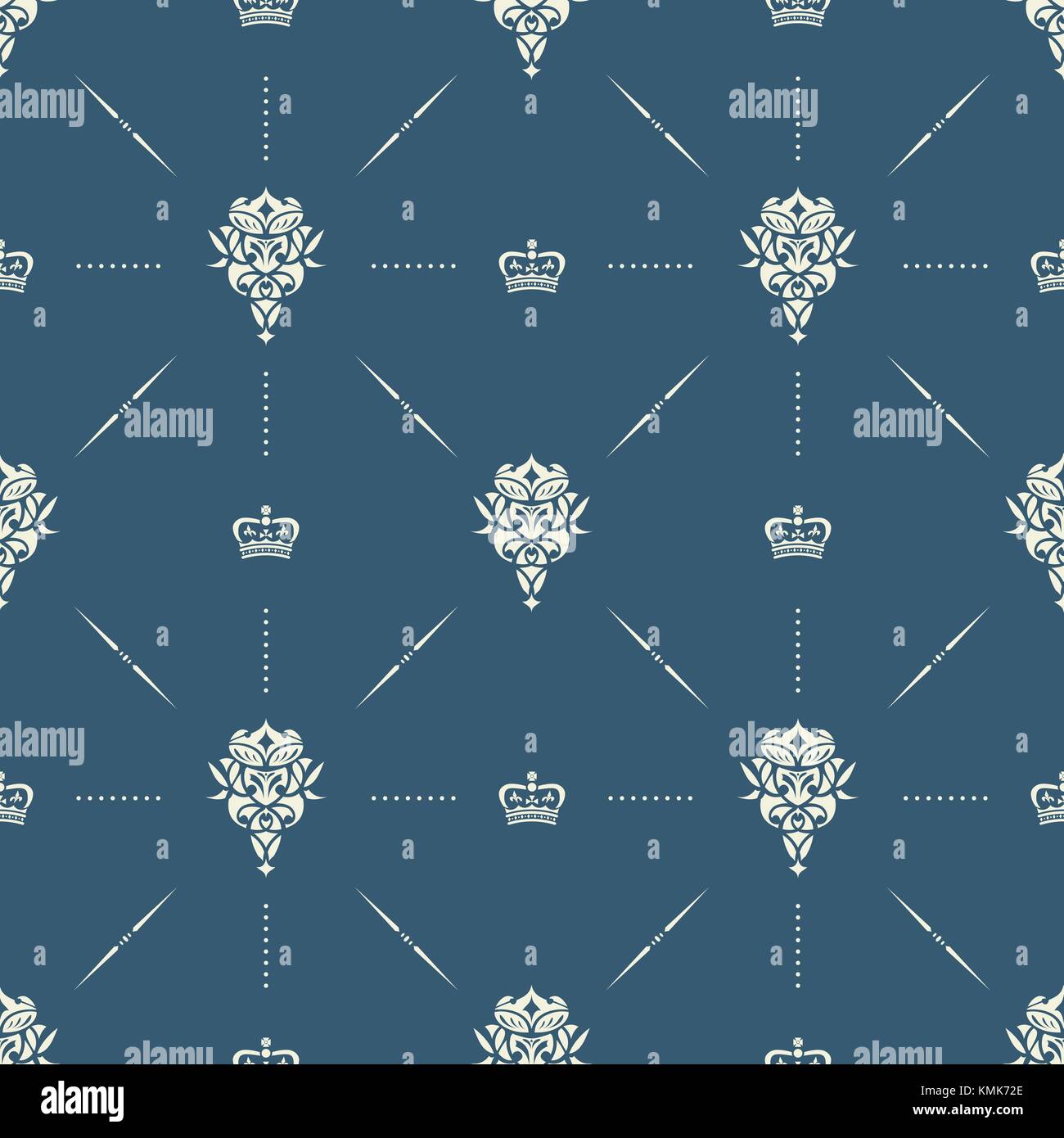 Royal wallpaper seamless pattern with crown and decorative elements ...