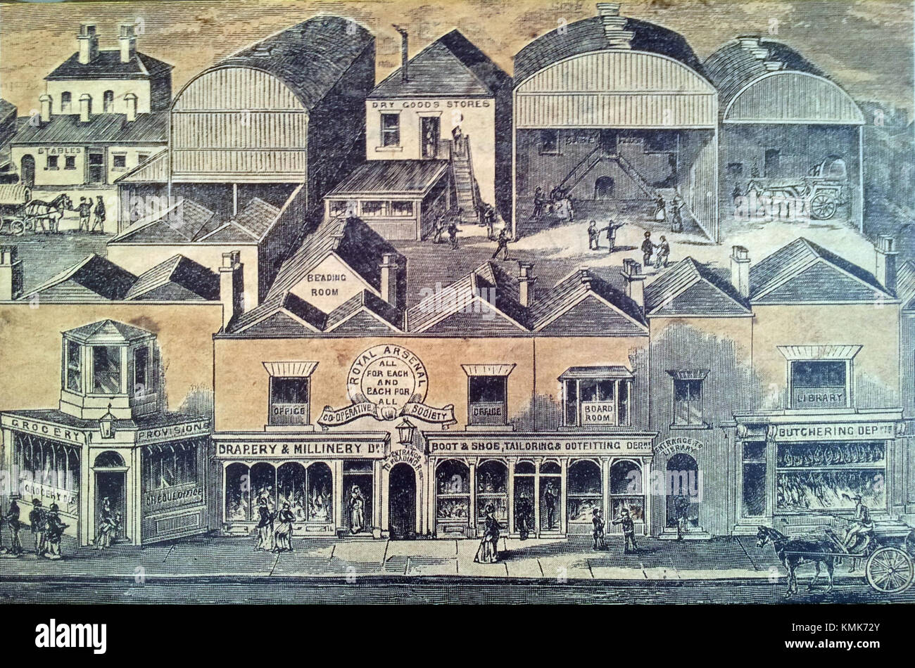 A historical photograph of the Co-op buildings on Powis Street ...