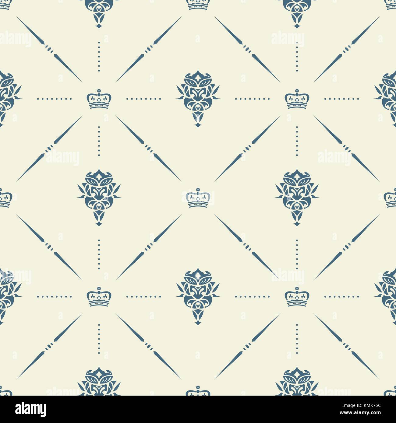 Royal wallpaper seamless pattern with crown and decorative elements ...