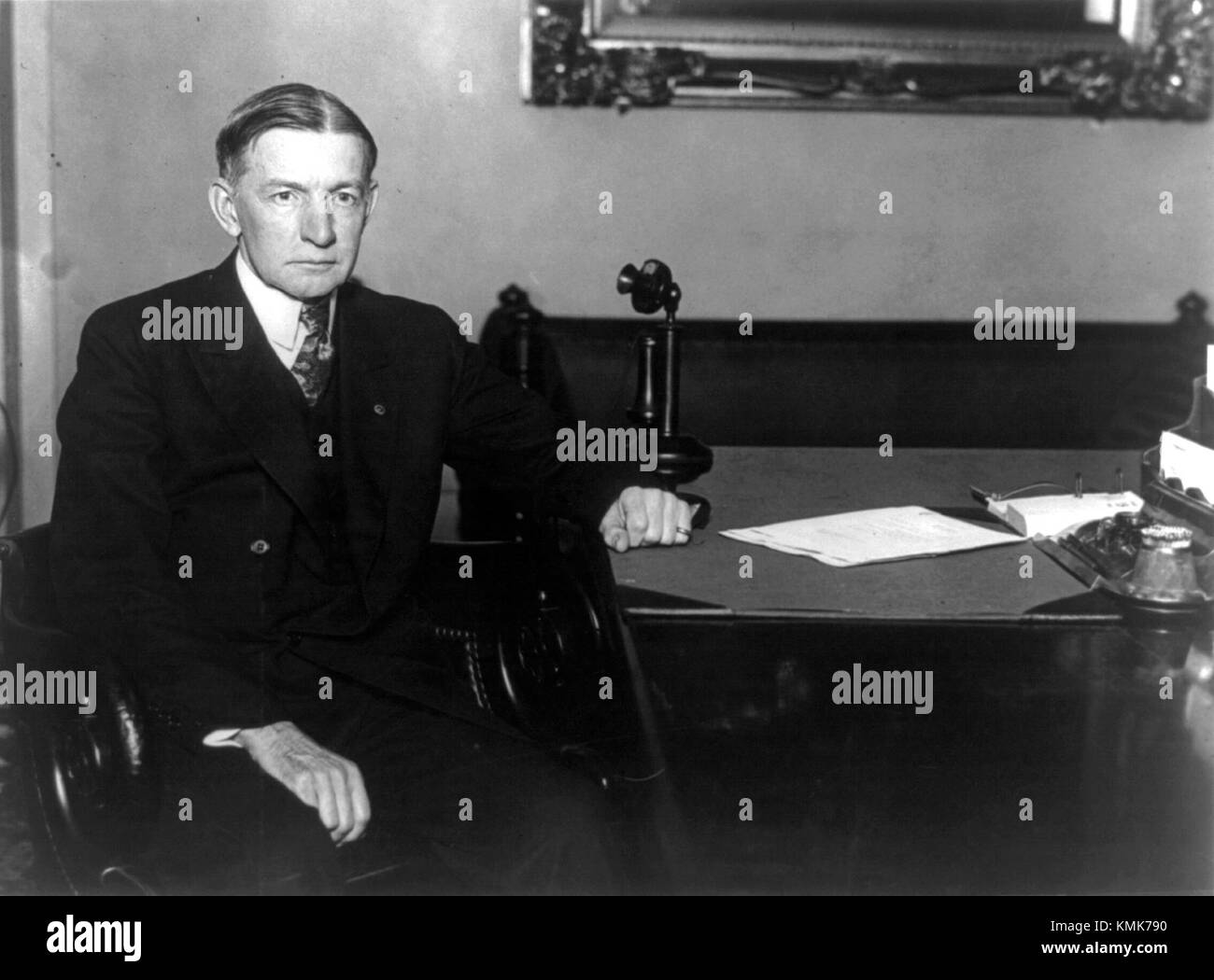 A portrait of Charles G. Dawes, an American banker, diplomat, and ...
