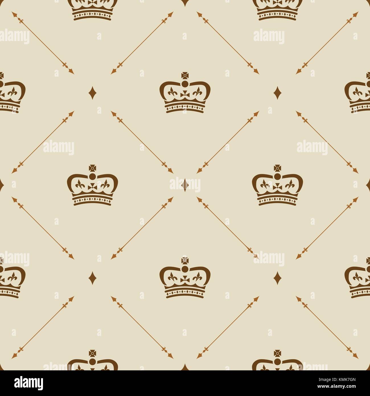 Royal wallpaper seamless pattern with crown and decorative elements ...