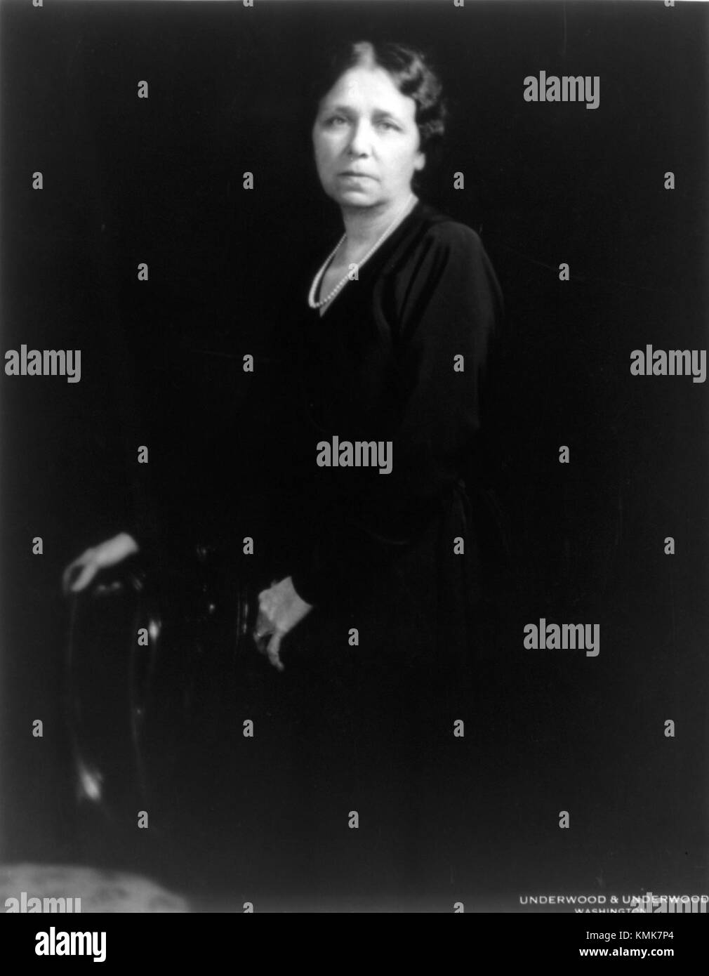 Portrait of Hattie Caraway, an American politician, captured in a black ...