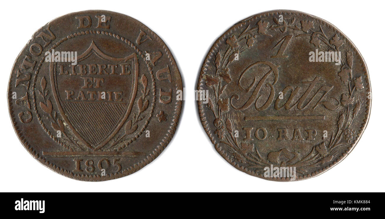 A 1 Batz coin from the year 1805, from the era of the Spanish Empire ...