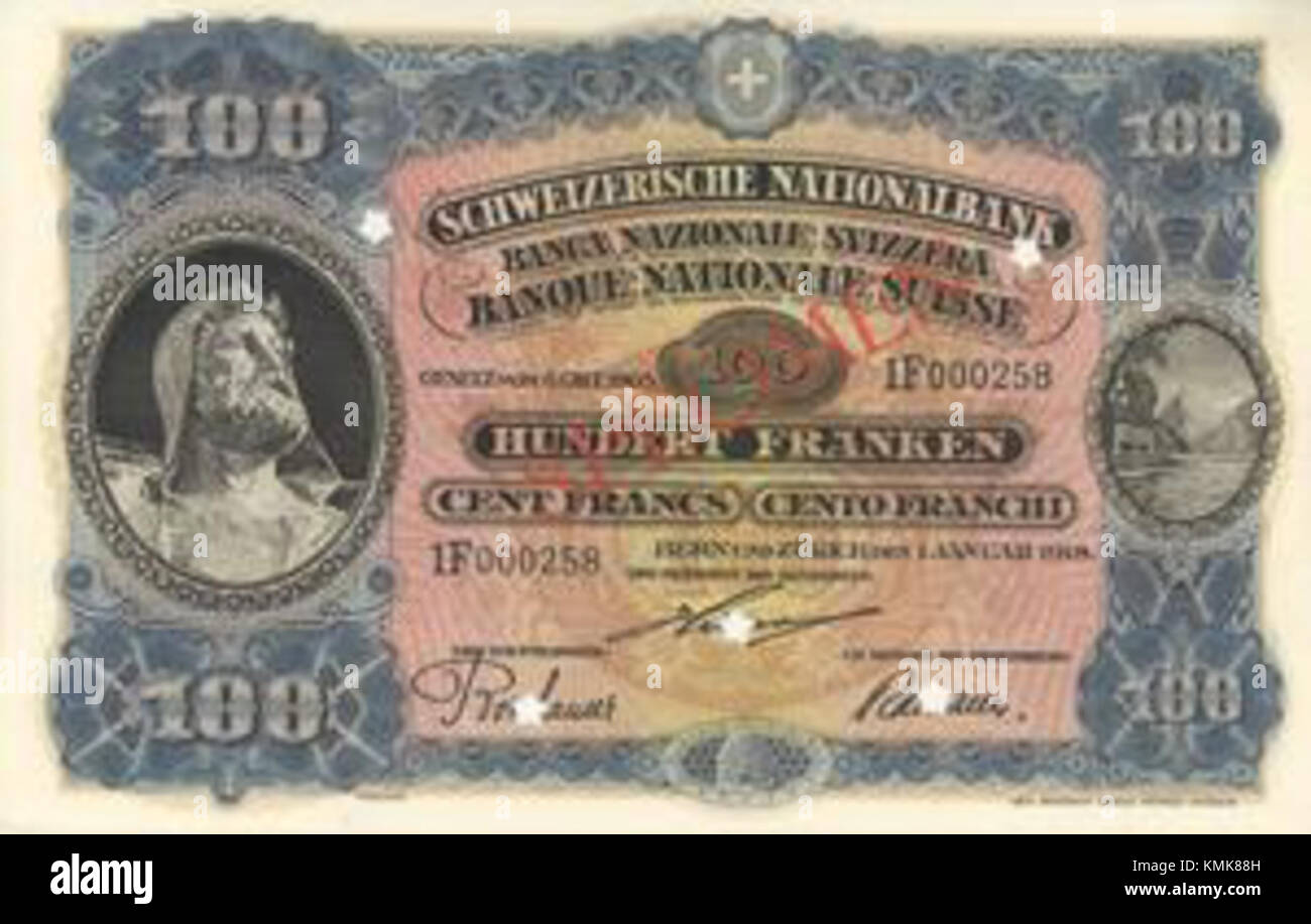 A photograph or illustration of the Swiss Franc (CHF) 100 note ...