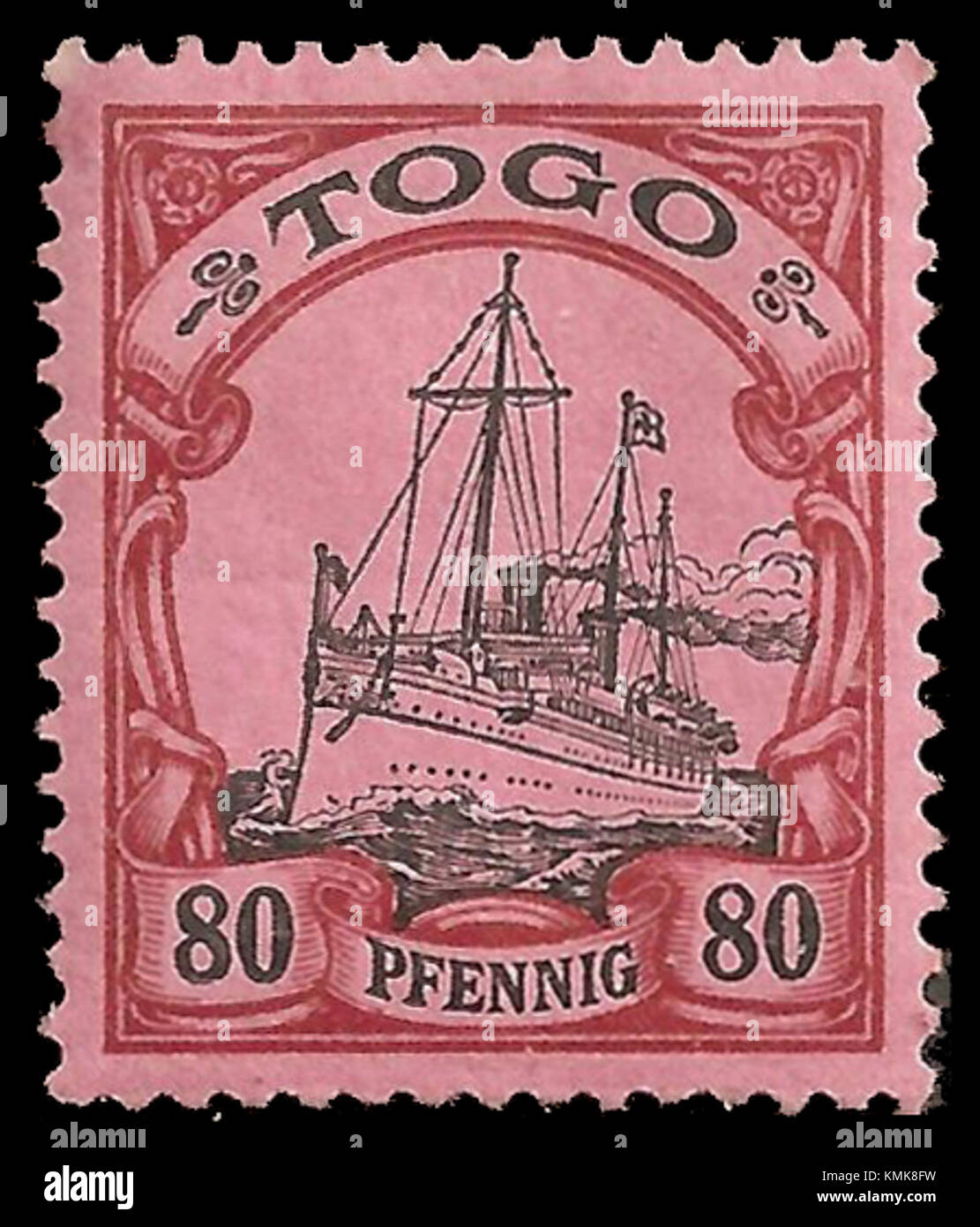 This 1905 German Togo 80 pfennig stamp from the reign of Kaiser Wilhelm ...