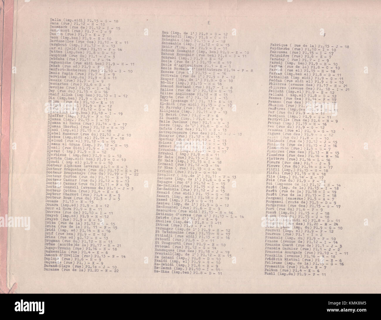 A map or street list of Tunis, Tunisia, detailing the city's roads ...