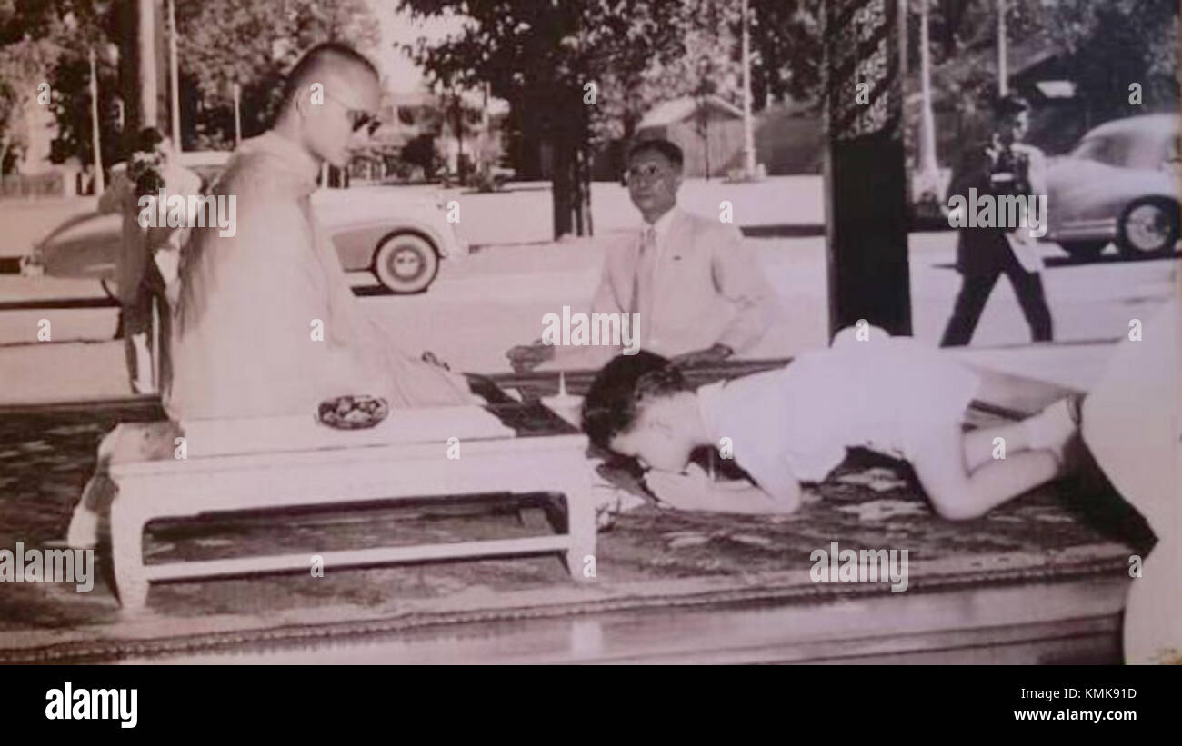 King Rama IX of Thailand, along with his son, Prince Vajiralongkorn ...