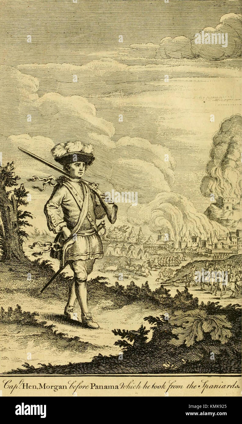 Captain Henry Morgan, a Welsh pirate, is depicted before his famous raid on Panama in 1671 ...