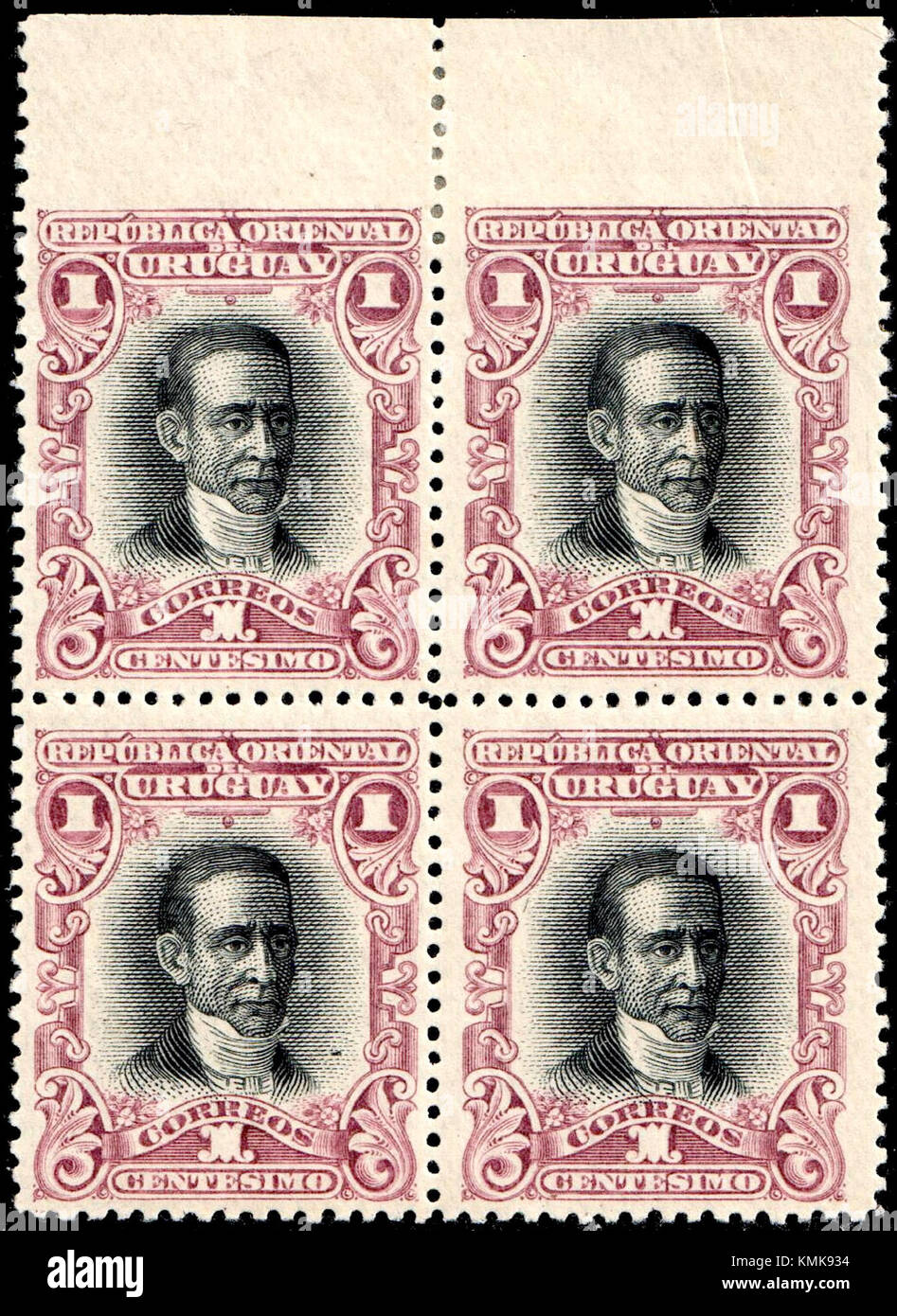 This is an image of an 1896 Uruguay postage stamp (Sc130), notable for ...