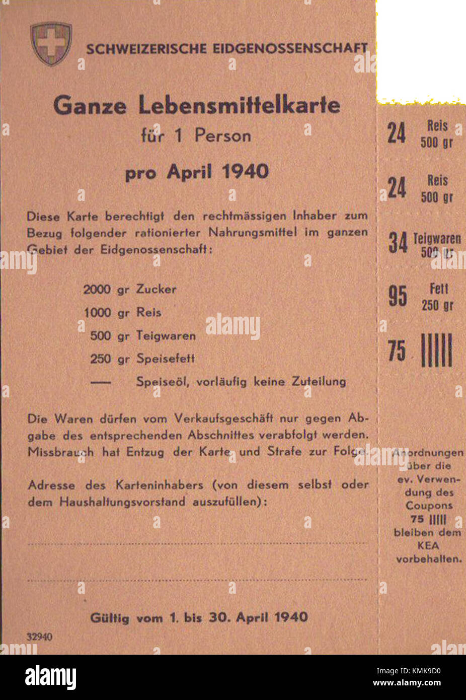 Food ration card hi-res stock photography and images - Alamy