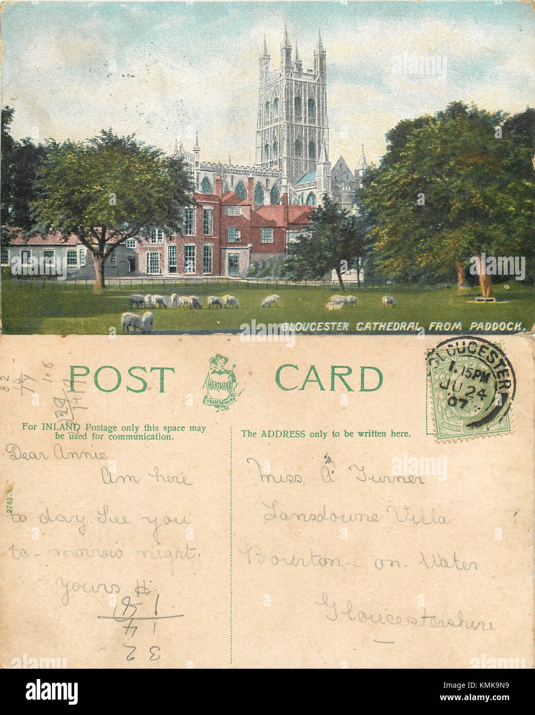 A 1907 postcard featuring Gloucester Cathedral, known for its stunning ...