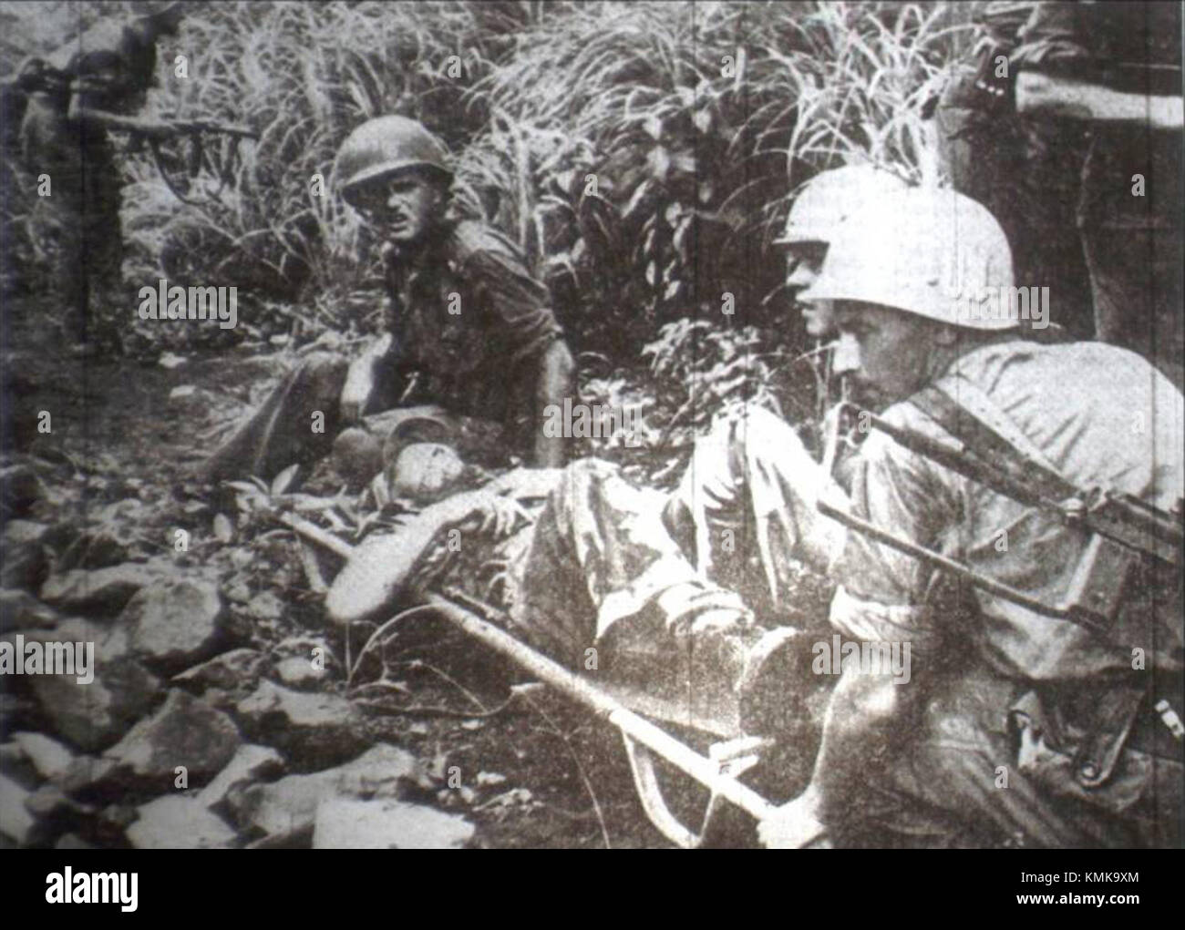 This photograph shows a wounded Swedish soldier from the United Nations ...