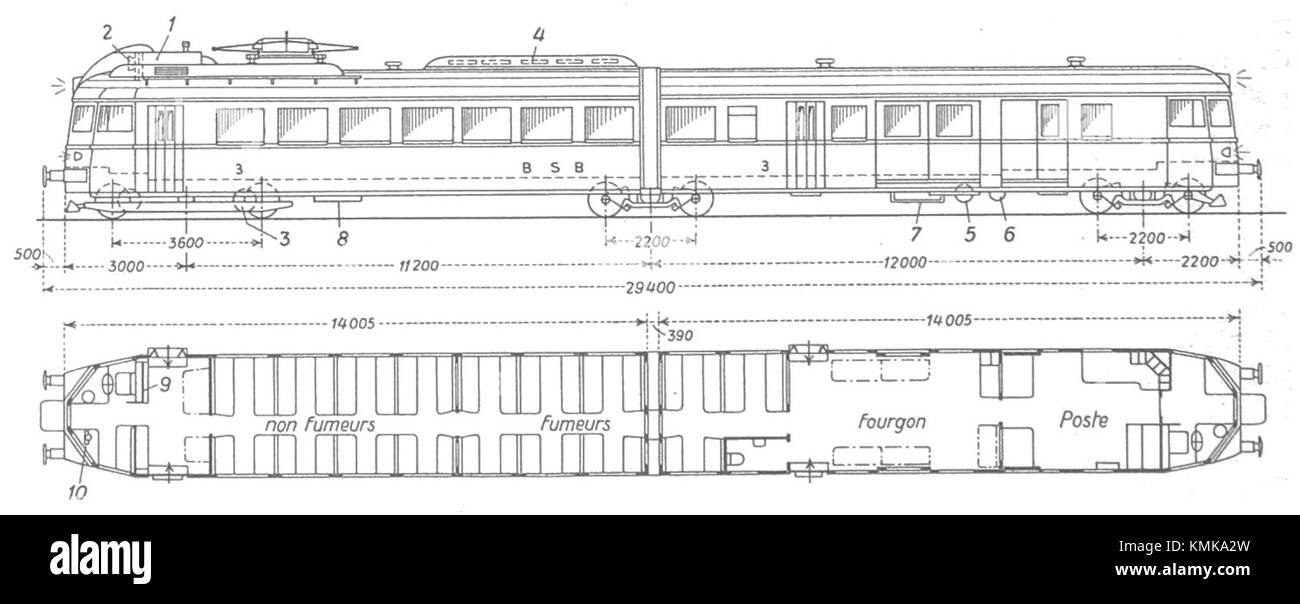 Technical drawing of the CFZe 2-6 locomotive, illustrating its design ...