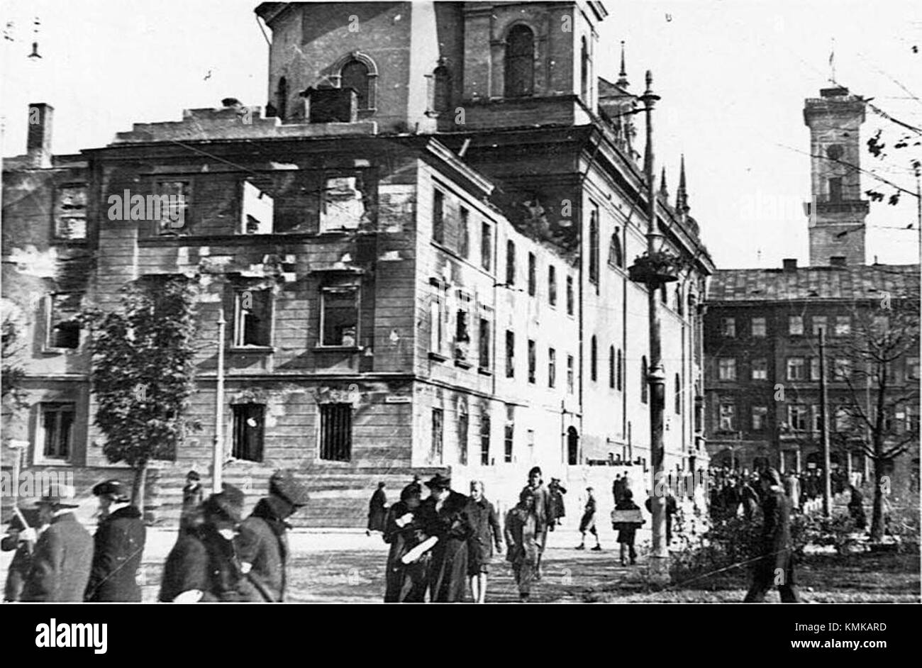 A historical photograph from 1941 in Lviv, showing individuals wearing ...