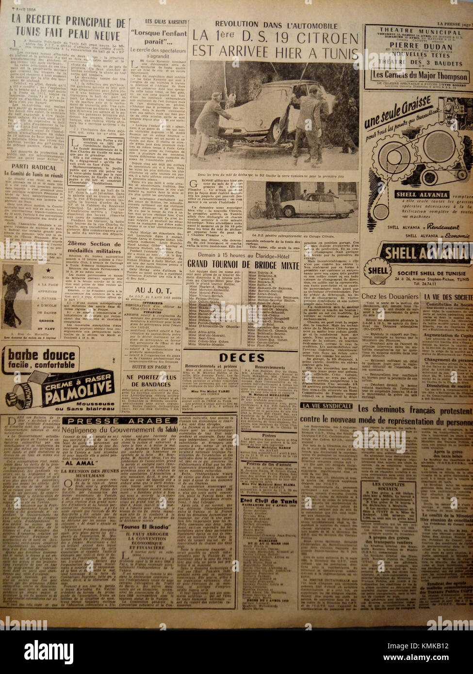 La Presse, a prominent Tunisian newspaper, published an edition in 1956 ...
