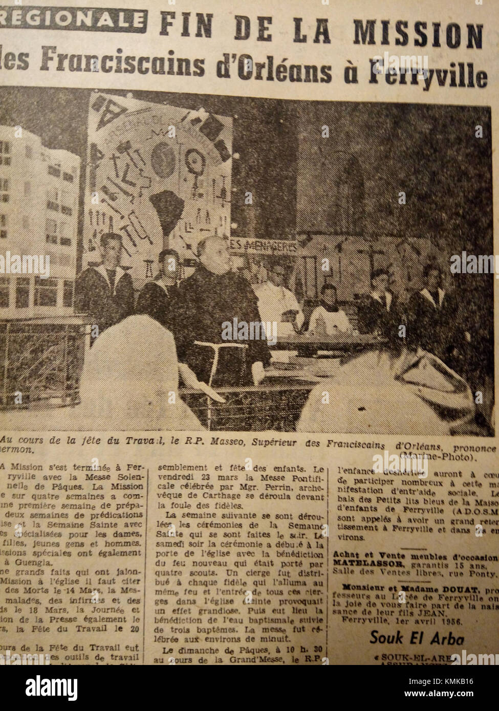 A newspaper from Tunisia, dated 1956, representing a pivotal year in ...