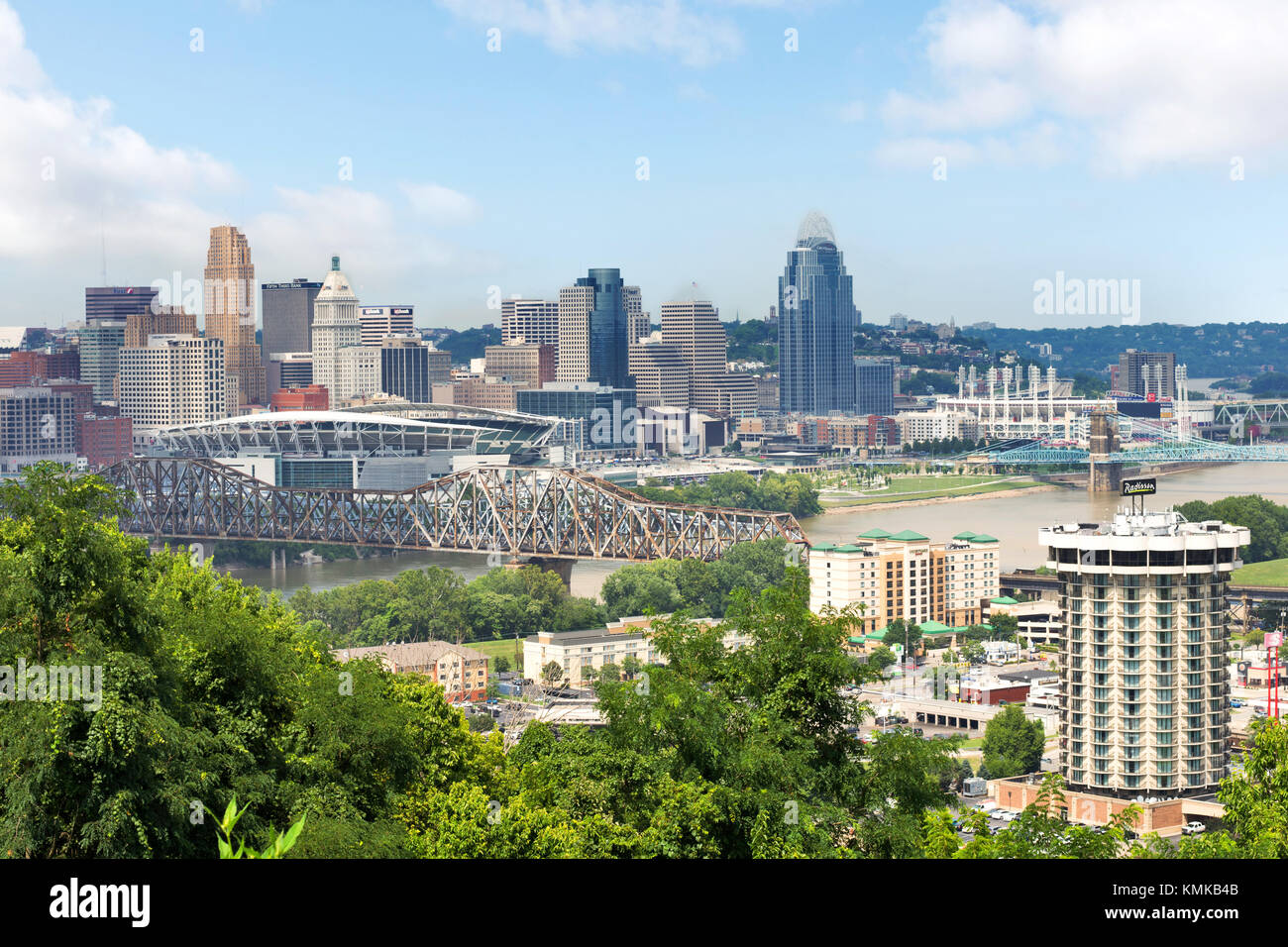 Skyline of Cincinnati, Ohio in Summer from over the Ohio River Stock ...
