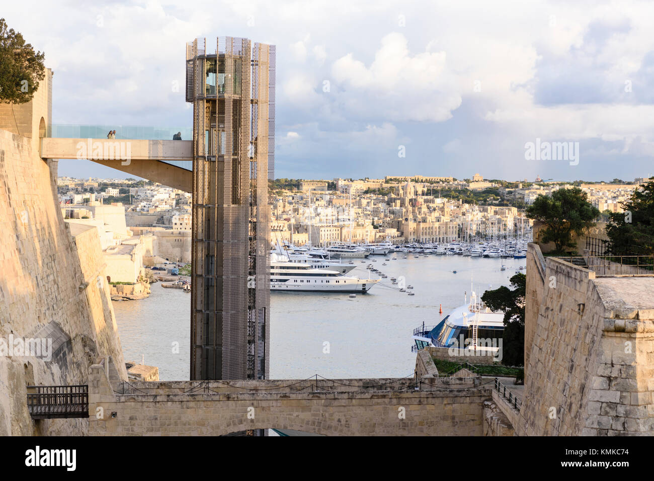 Barakka Barrakka lift, a modern lift built among medieval architecture ...