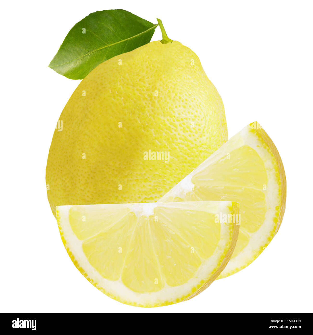 Isolated lemons. One whole lemon and two slices isolated on white ...