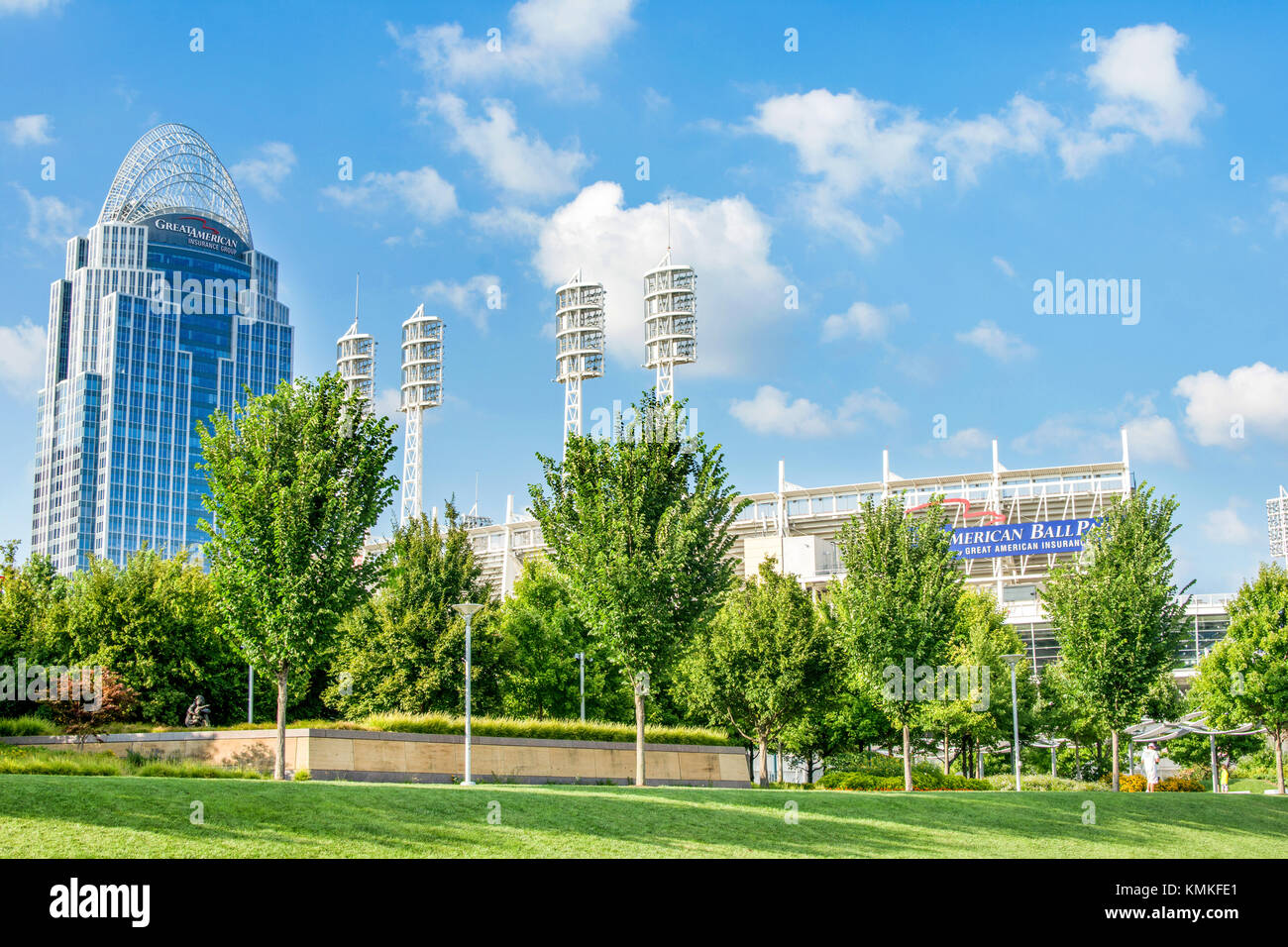 Smale Riverfront Park in Cincinnati, Ohio next to the John A Roebling ...