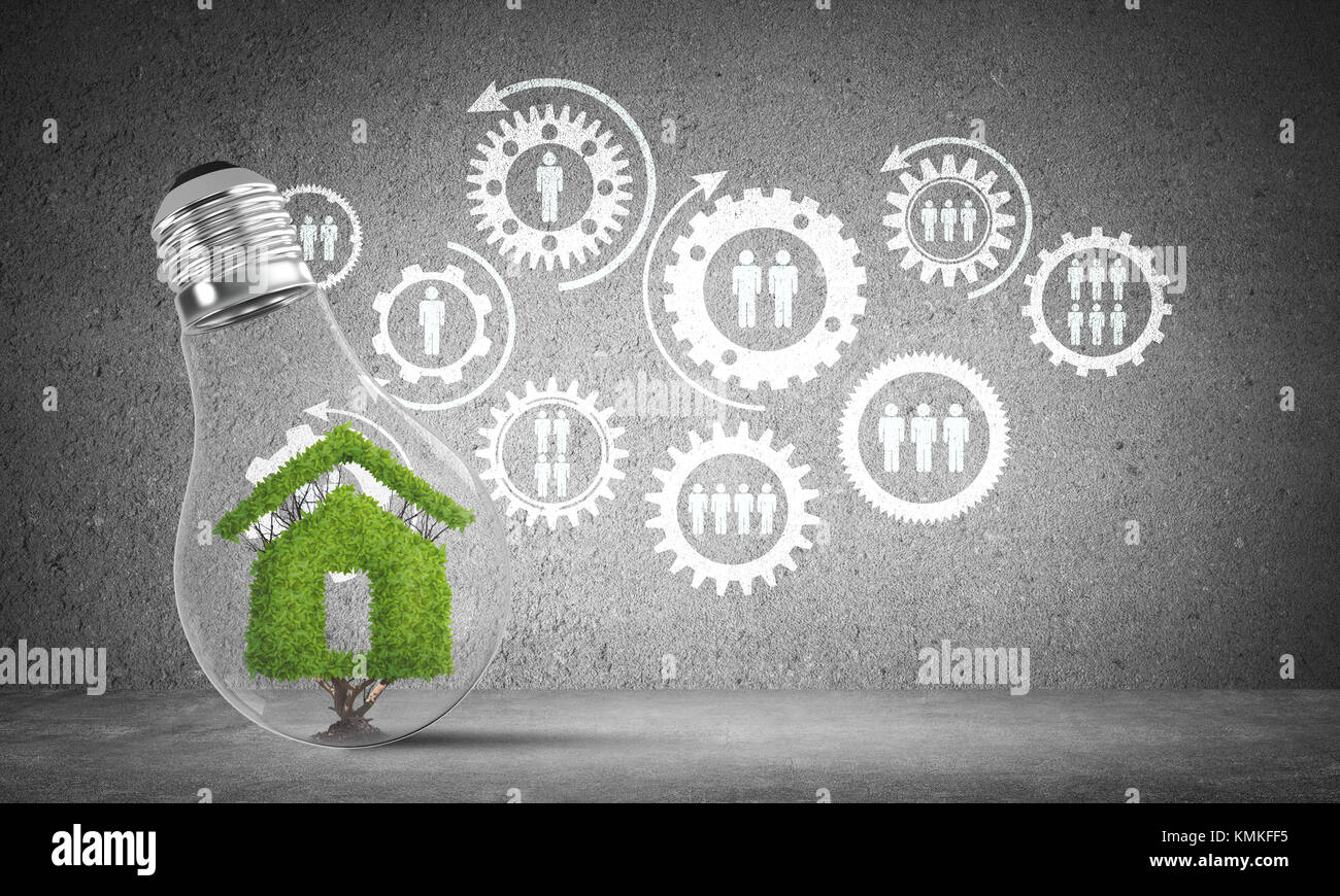 House symbol inside glass lightbulb Stock Photo - Alamy