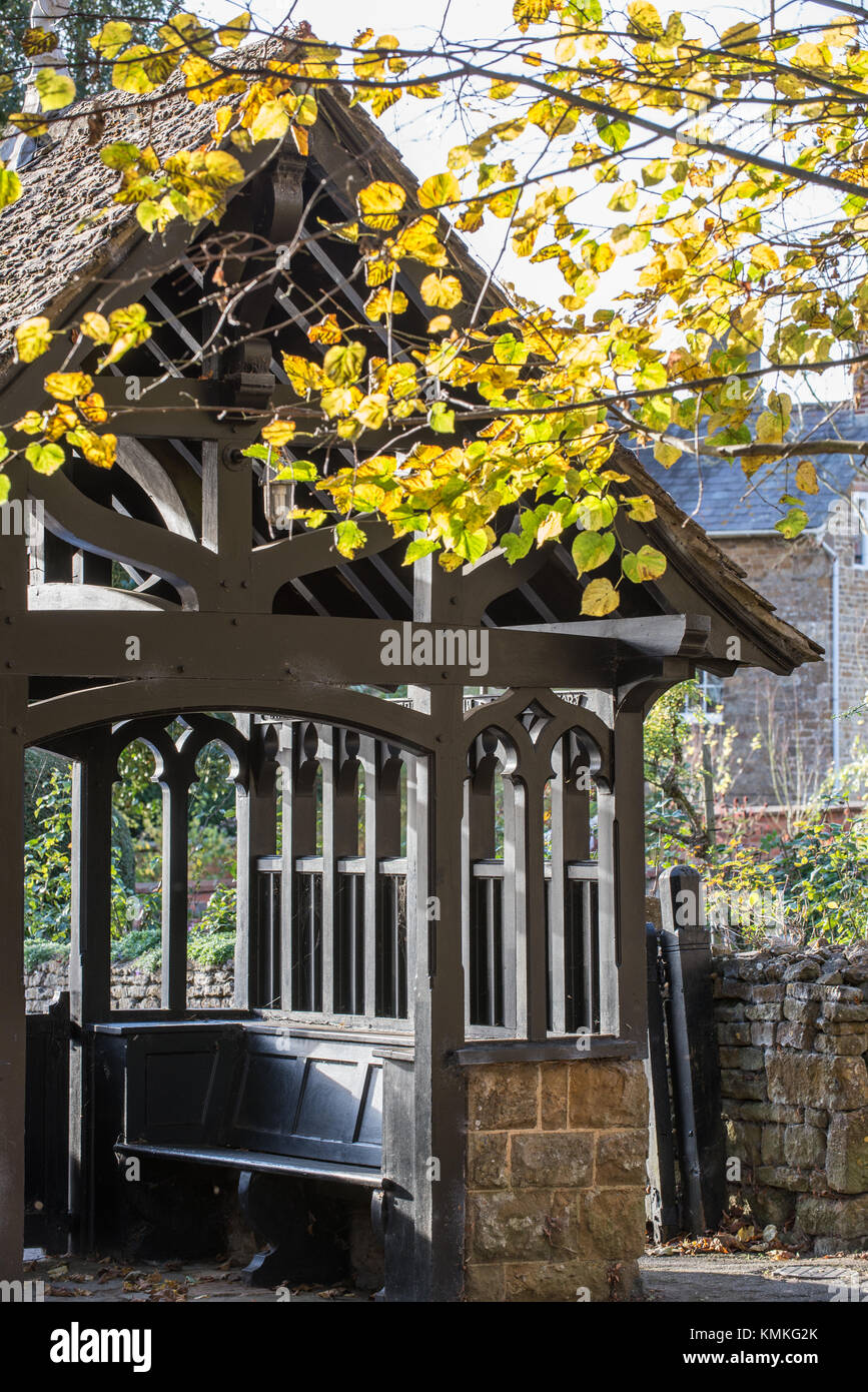 The church lychgate at St Georges church, Lower Brailes, Warwickshire ...