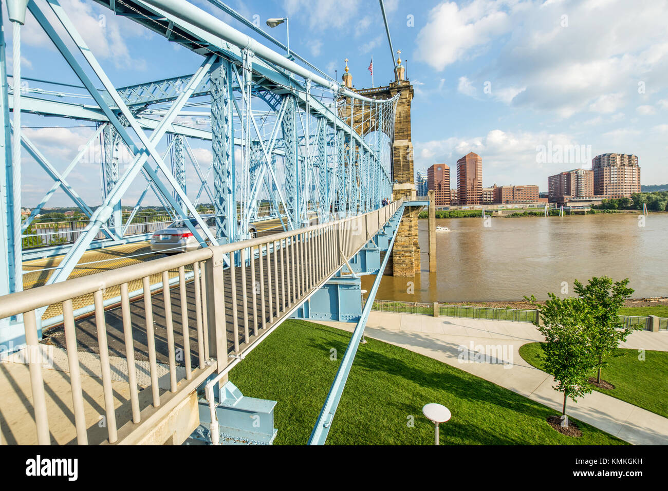Smale Riverfront Park in Cincinnati, Ohio next to the John A Roebling ...