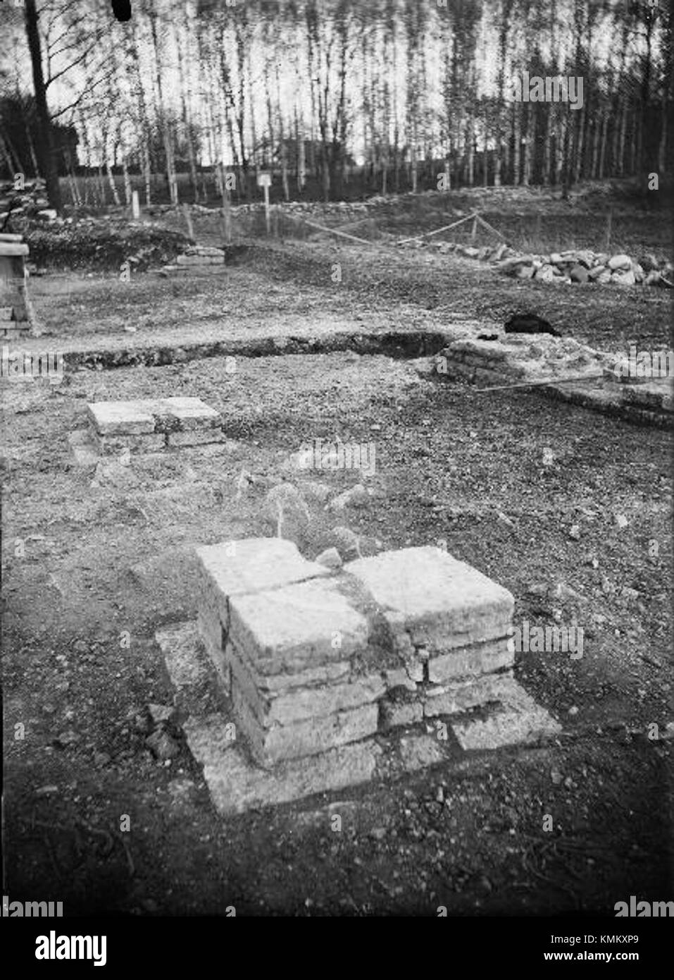Varnhem Abbey ruins, dated from the 1600s, located in Sweden, showing ...