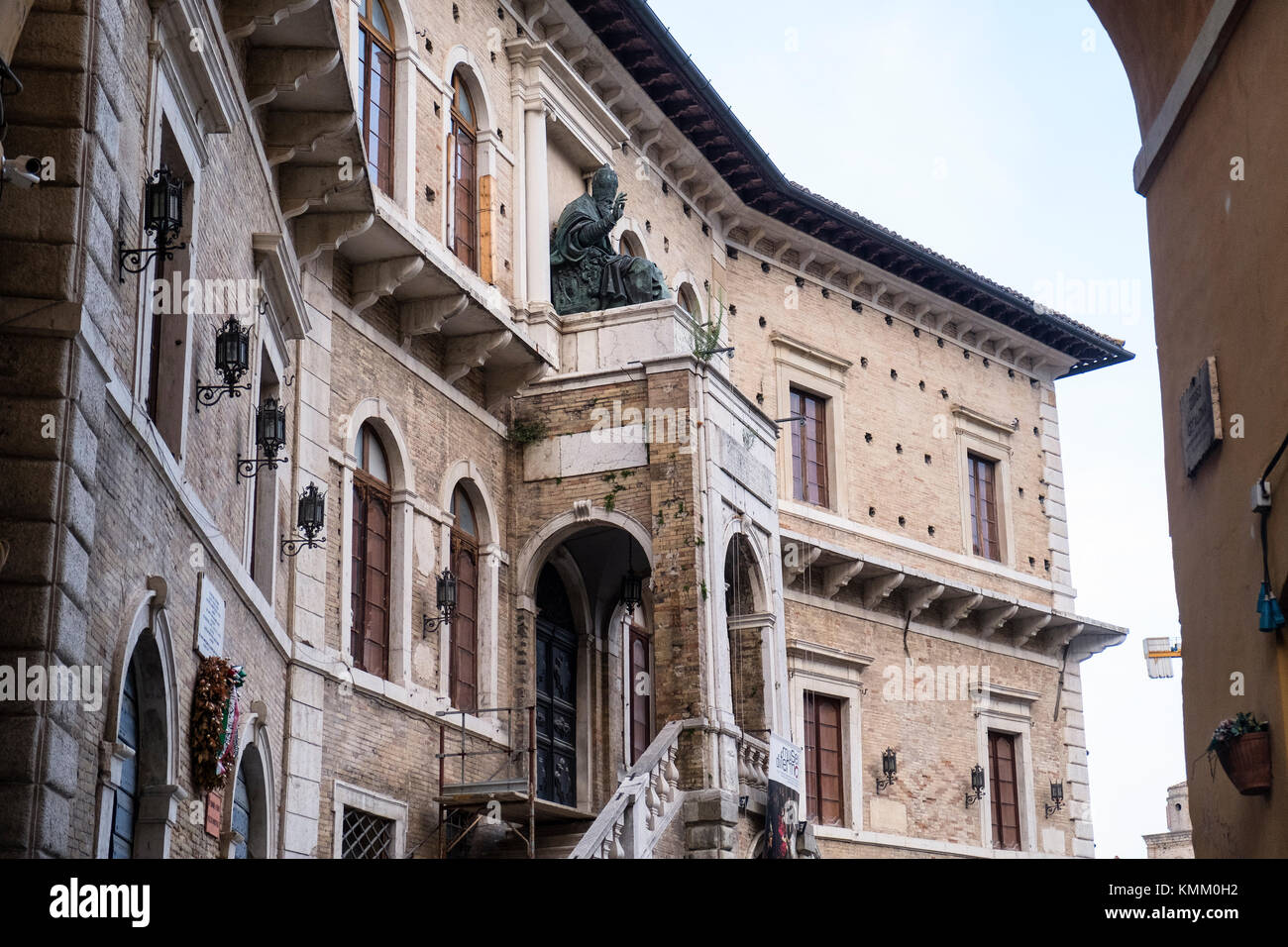 Fermo (Marches, Italy): historic buildings along an old typical street ...