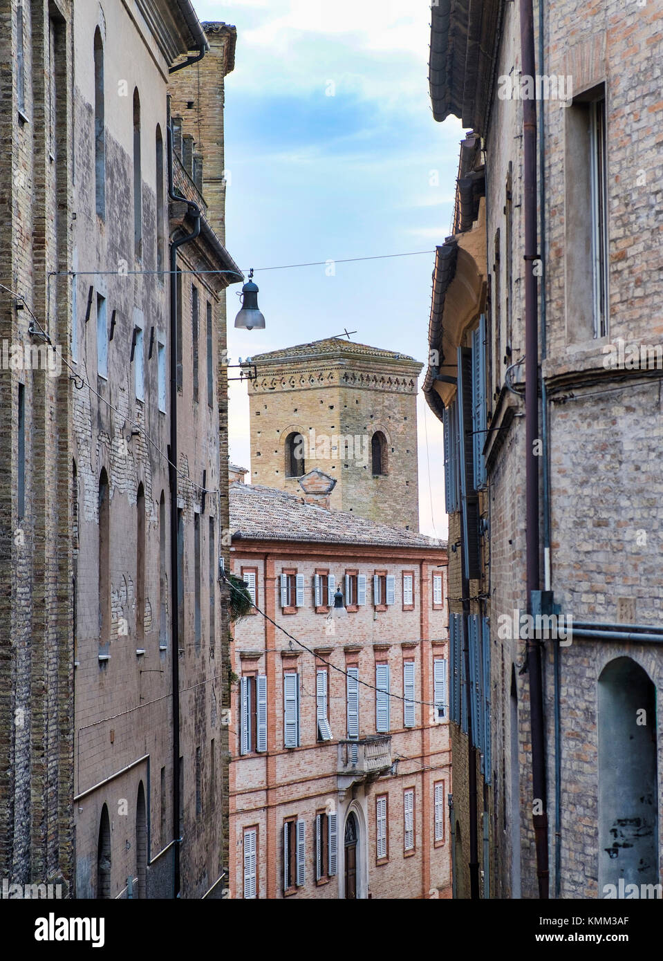 Fermo (Marches, Italy): historic buildings along an old typical street ...
