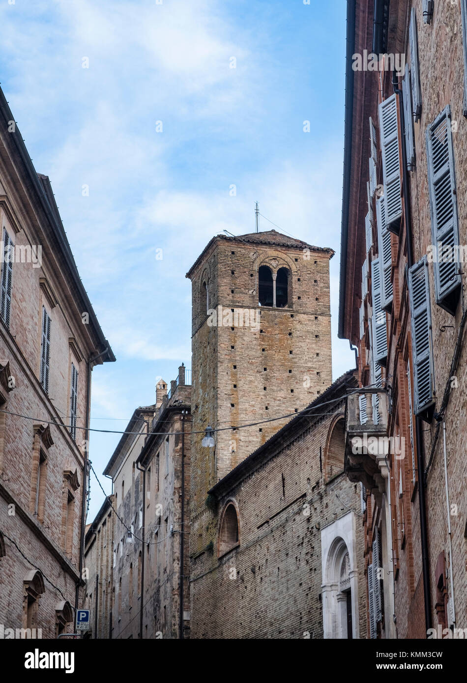 Fermo (Marches, Italy): historic buildings along an old typical street ...