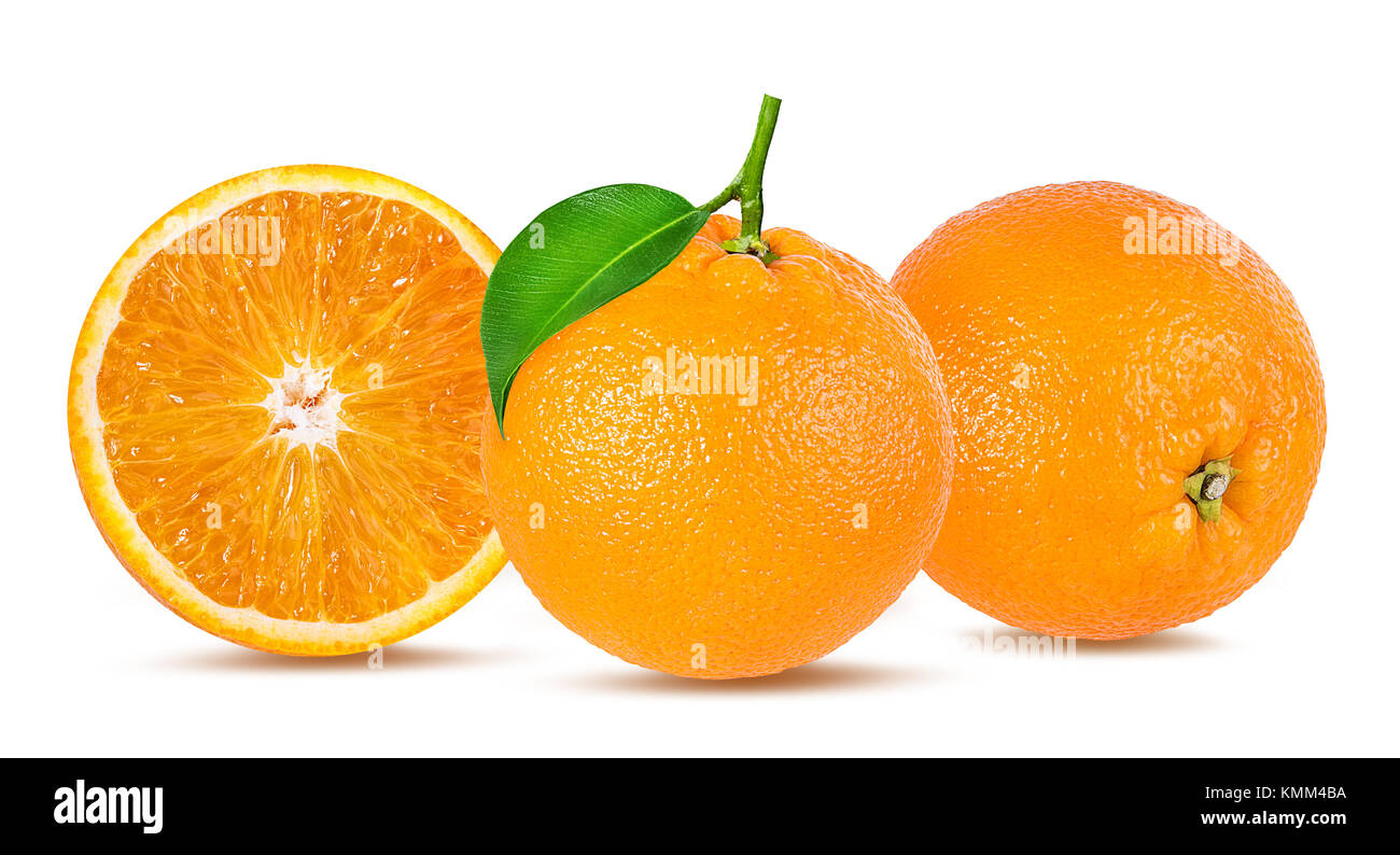 Ripe orange isolated on white background Stock Photo - Alamy