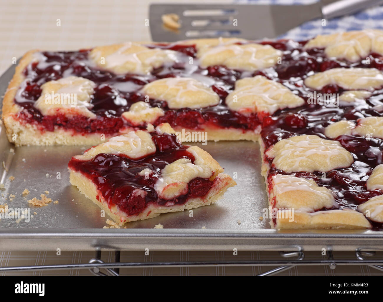Baked cherry bar dessert in a baking pan Stock Photo - Alamy