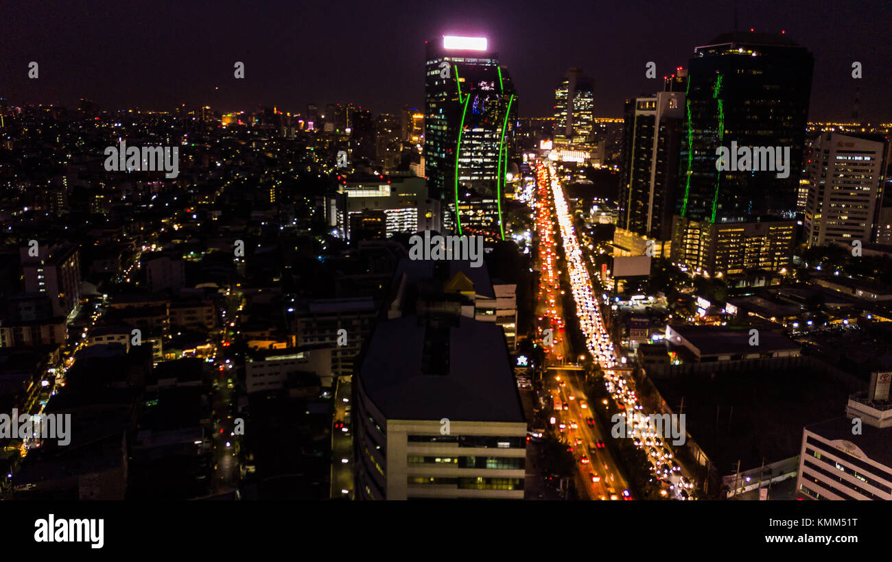 Aerial view of building or city in Night time Stock Photo - Alamy