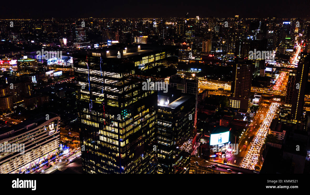 Aerial view of building or city in Night time Stock Photo - Alamy