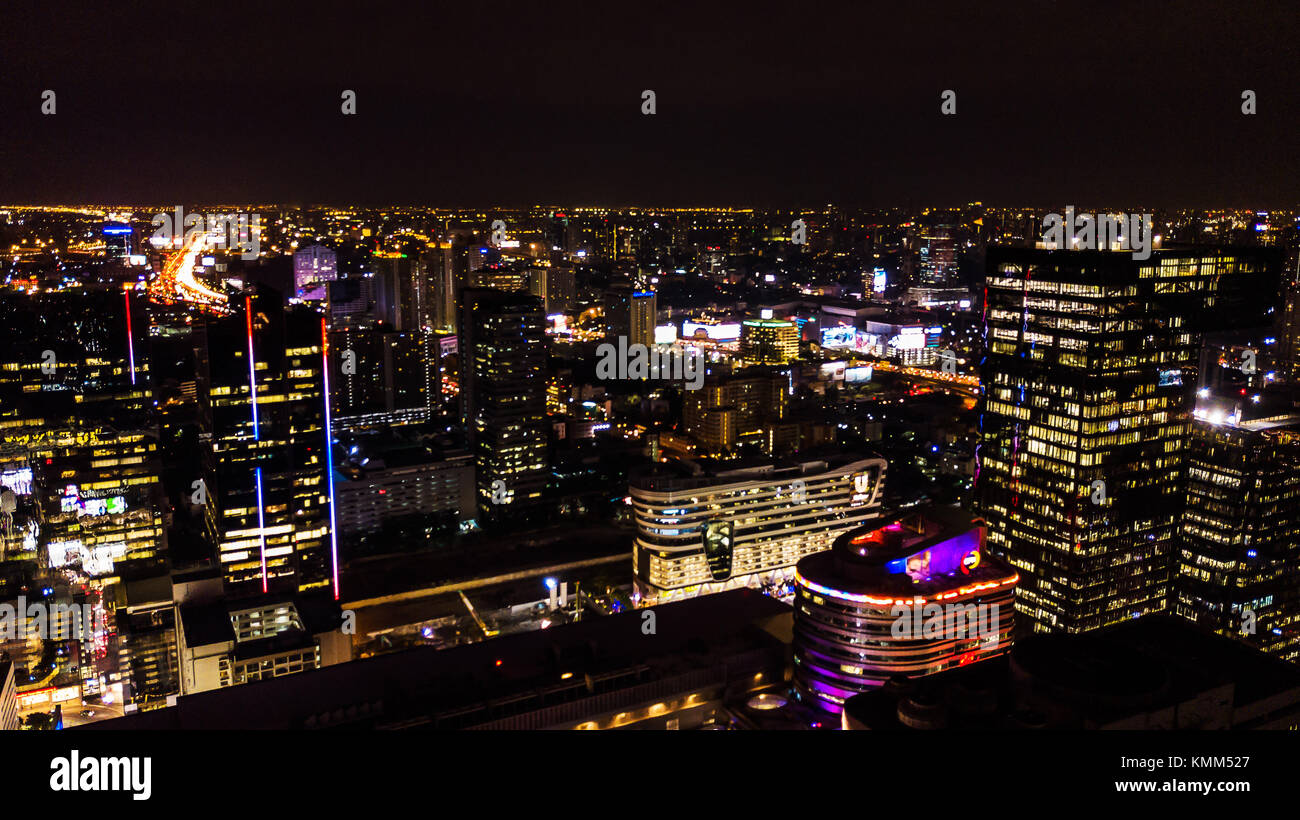 Aerial view of building or city in Night time Stock Photo - Alamy