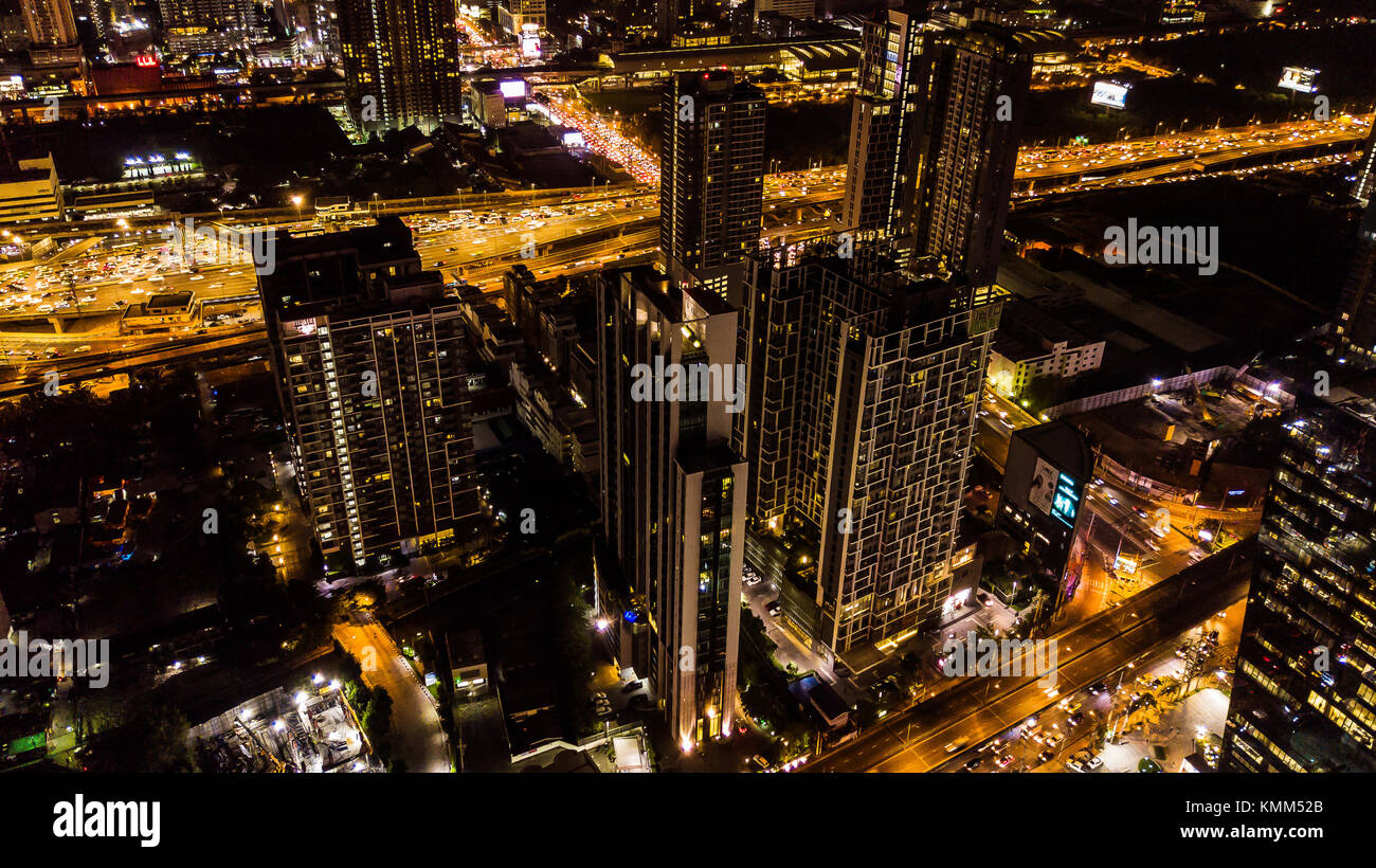 Aerial view of building or city in Night time Stock Photo - Alamy