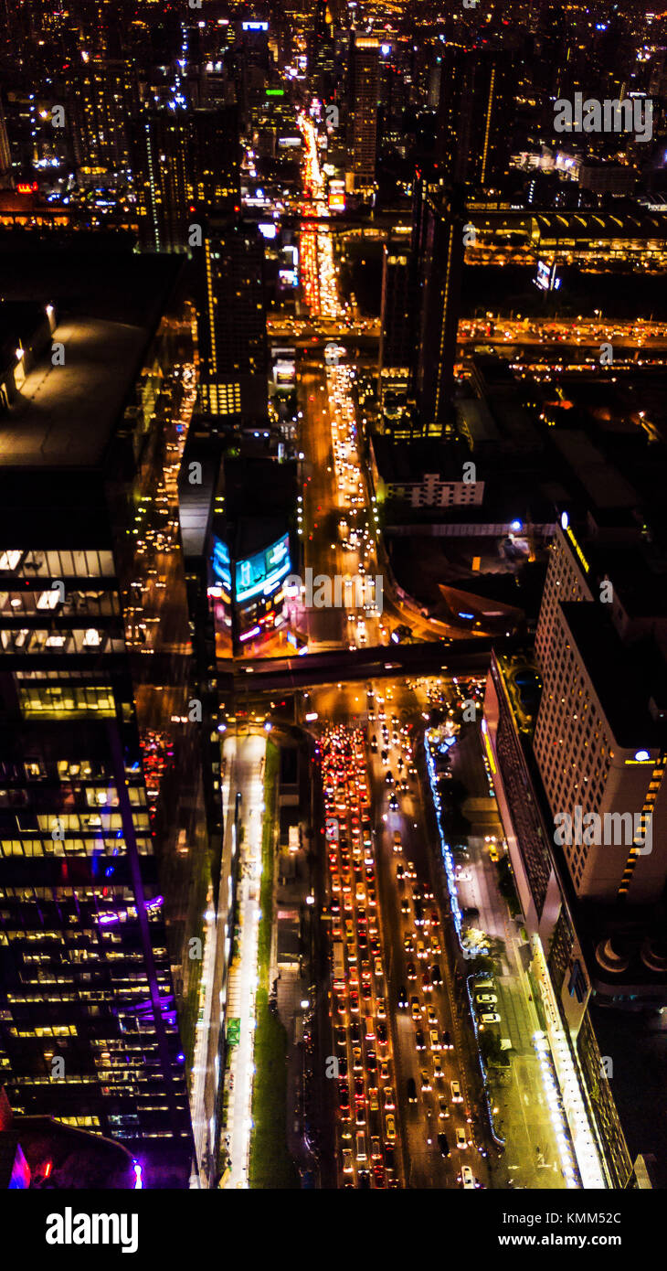 Aerial view of building or city in Night time Stock Photo - Alamy