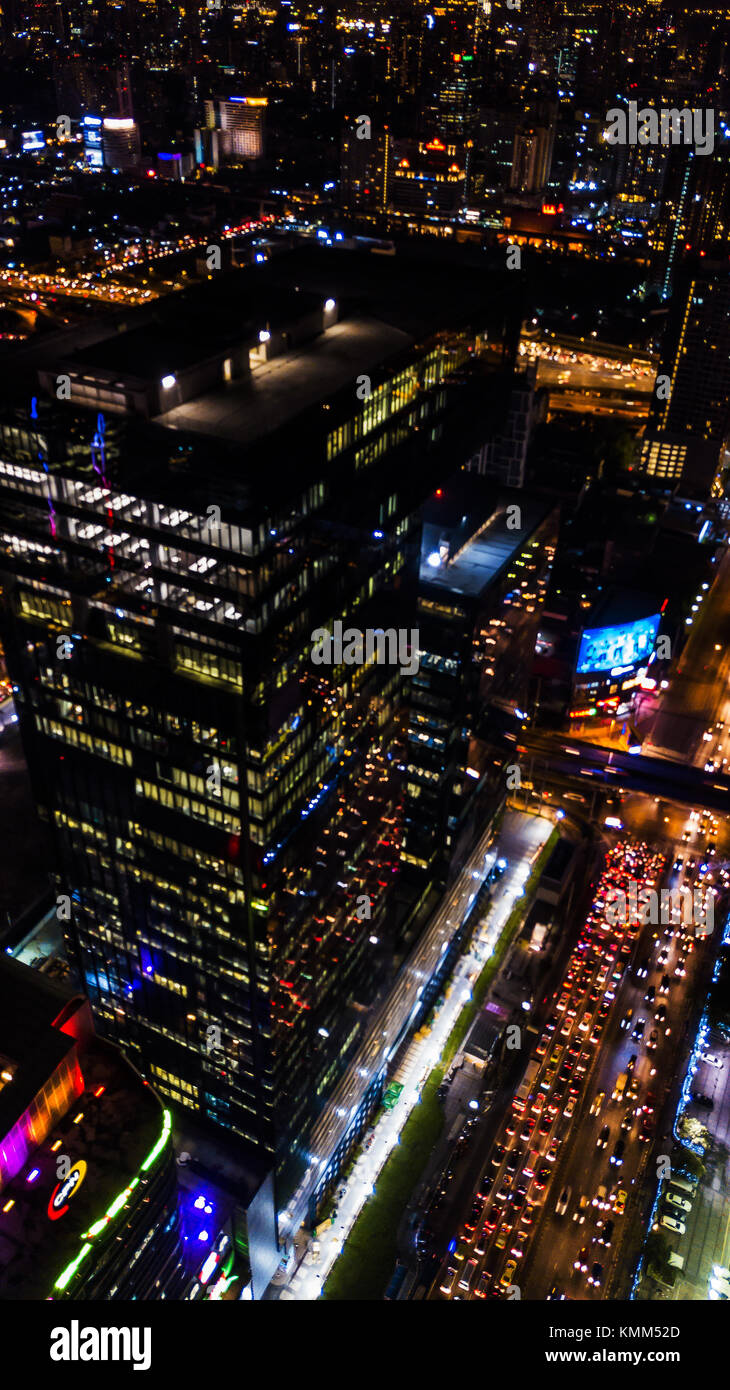Aerial view of building or city in Night time Stock Photo - Alamy