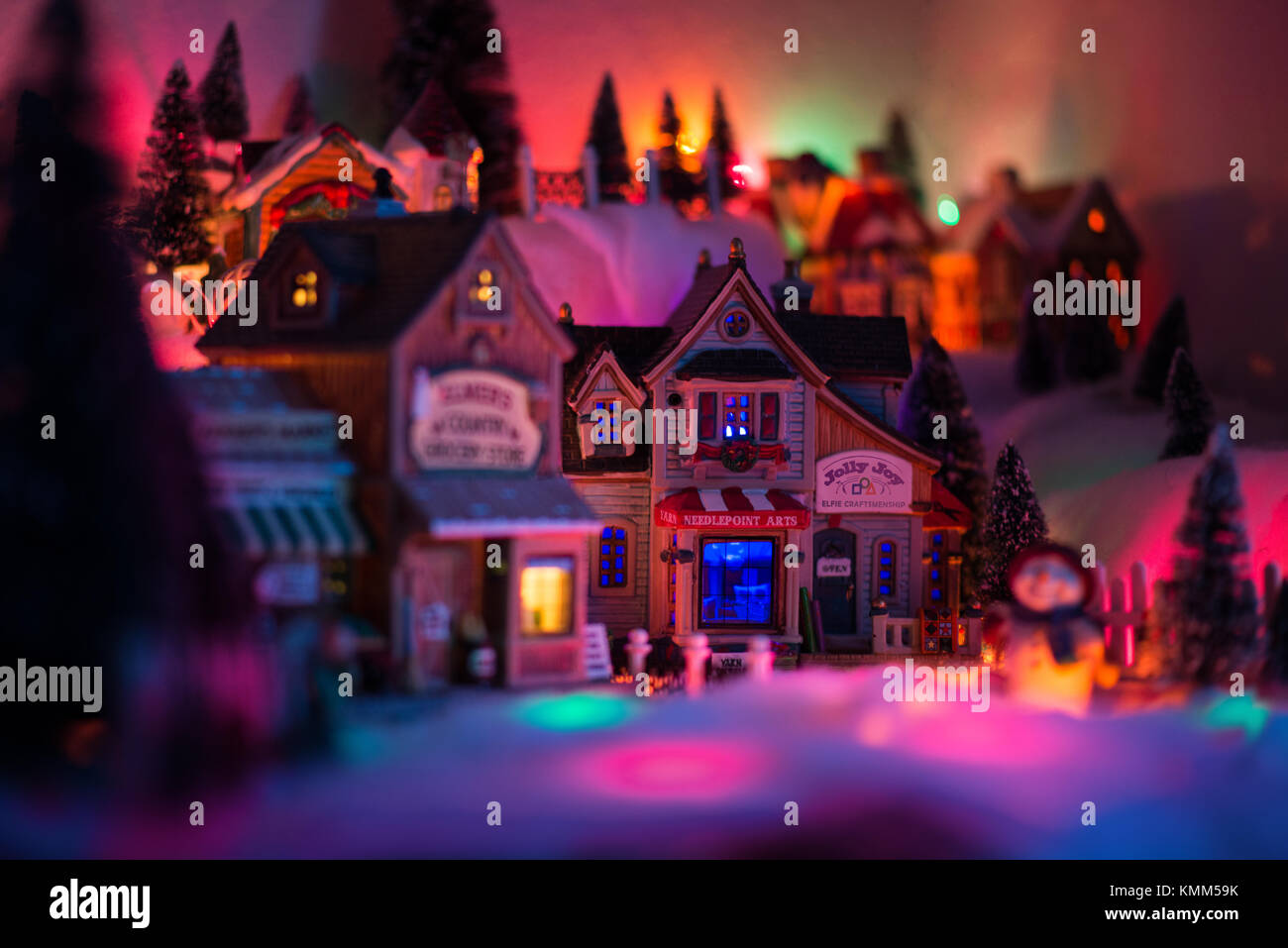 Christmas idea concept with the old town square covered in snow in ...