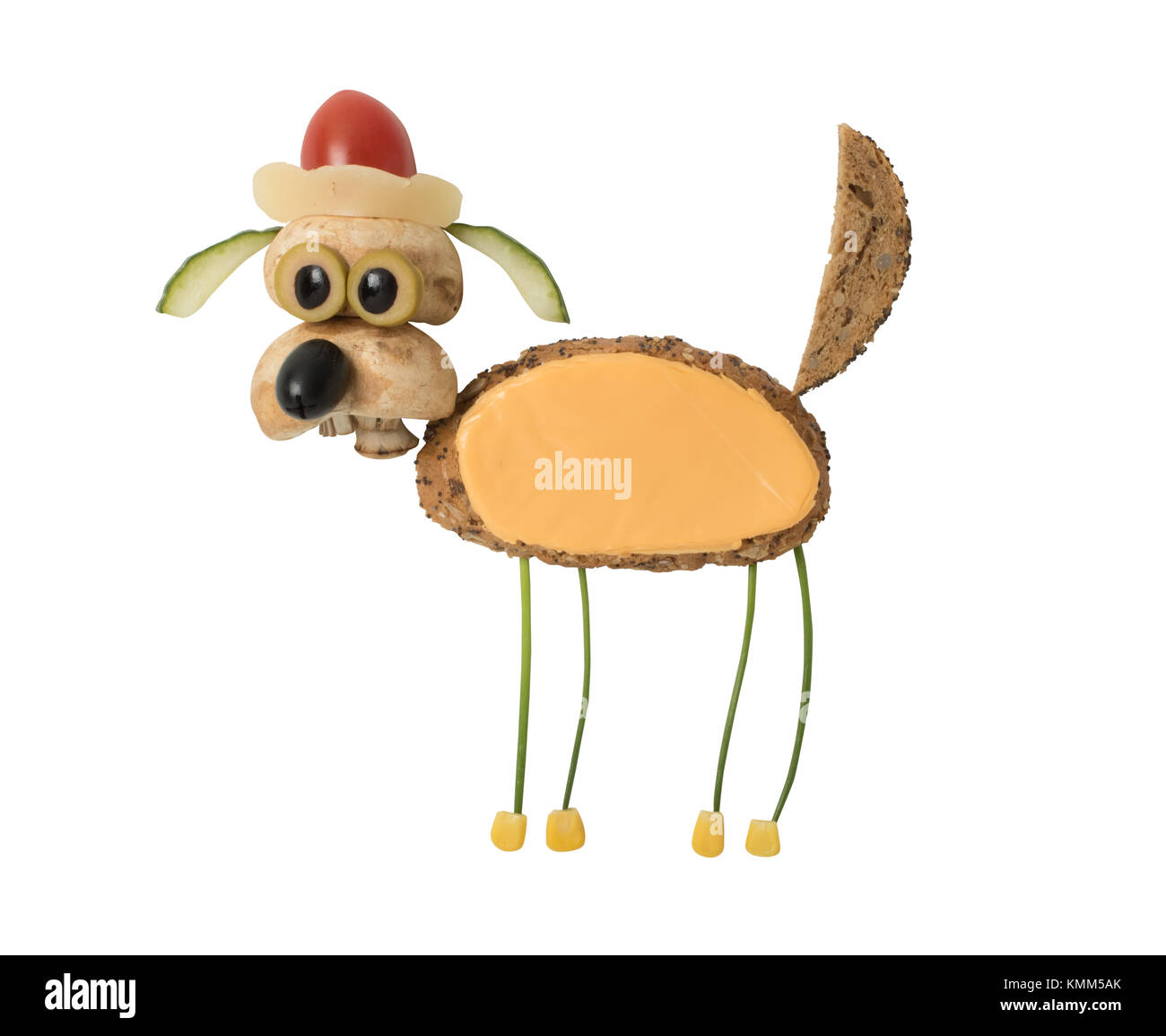 Santa dog made as a sandwich on isolated background Stock Photo - Alamy