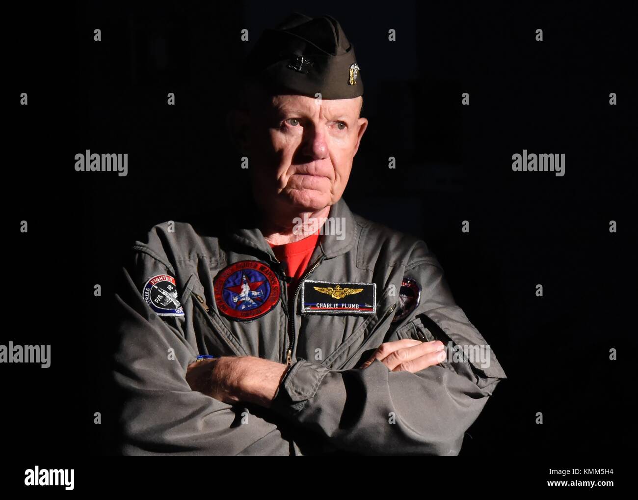 Former U.S. Navy pilot and prisoner of war Charlie Plumb speaks during ...