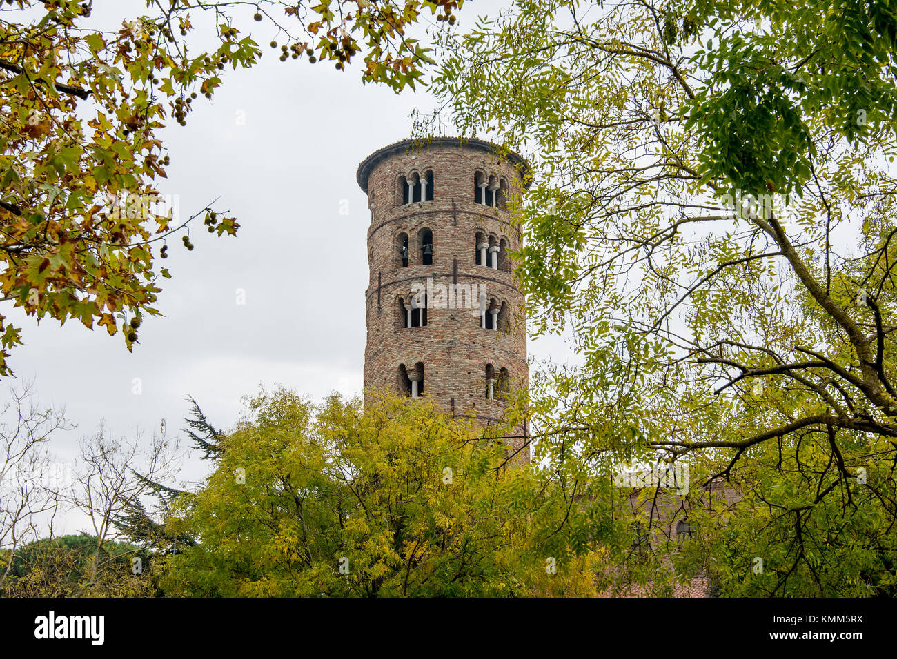 Italy, Ravenna Saint Apollinare in Classe Basilica with the round bell ...